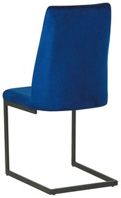 Sada 2 sametových jídelních židlí modré LAVONIA Beliani