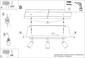 Sollux Lighting Stropní svítidlo FORNES 3 černé