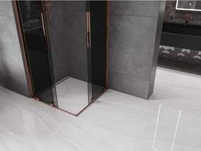 Mexen Velar Duo, sprchový kout s posuvnými dveřmi 80 x 80 cm, 8mm šedé sklo, růžové zlato, 871-080-080-42-60