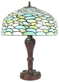 Patelová zeleno-tyrkysová Tiffany lampa Turqui - Ø 41*58 cm E27/max 2*60W