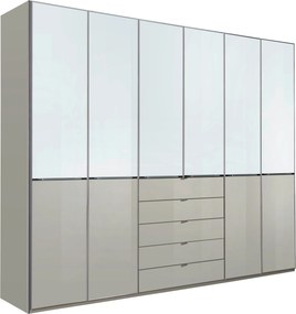 XXXLutz ŠATNÍ SKŘÍŇ S OTOČNÝMI DVEŘMI, šedá, bílá, 300/236/58 cm Novel - Šatní skříně - 000442024646