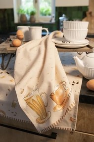 Béžová bavlněná utěrka Your Favorite Breakfast - 50*70 cm