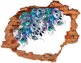 Wallmuralia Díra 3D foto tapeta nálepka Paví pírka 90x70 cm