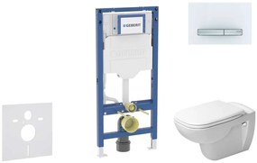 Geberit Duofix - Set předstěnové instalace, klozetu D-Code a sedátka softclose, tlačítko Sigma50, alpská bílá SANI11CP3107