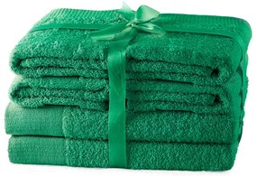 AmeliaHome - Sada bavlněných ručníků zelený hladké AMARI