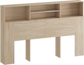 HOMCOM volně stojící čelo postele s úložným prostorem, příslušenství k posteli 4 otevřené přihrádky, 160 x 20,2 x 108,2 cm, přírodní dřevo