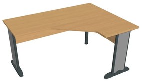 Stůl ergo lomený levý 160×120/60 cm - Hobis Cross CEV 60 L Dekor stolové desky: buk, Dekor lamino podnože: buk, Barva nohou: černá