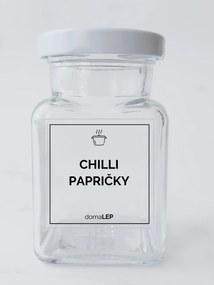 Samolepka na kořenky CHILLI PAPRIČKY průhledná 5 × 5 cm tučné písmo