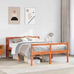 Rám postele s čelem voskově hnědý 135 x 190 cm masivní borovice 3305878