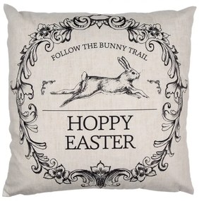 Béžový povlak na polštář se zajíčkem a nápisem Hoopy Easter – 45x45 cm