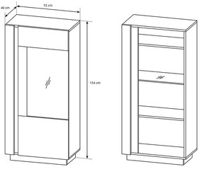 ARCO | nízká vitrína 72 | 72 cm | PUSH OPEN | bílá mat/lesk/dub grandson