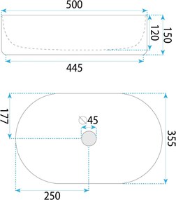 Rea Oktawia Kallisto, umyvadlo na desku 500x355x130 mm, imitace kamene, REA-U3528