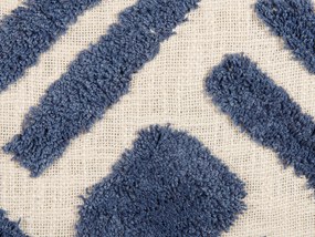 Sada 2 tkaných bavlněných polštářů s geometrickým vzorem a střapci 45 x 45 cm béžové/modré JACARANDA Beliani