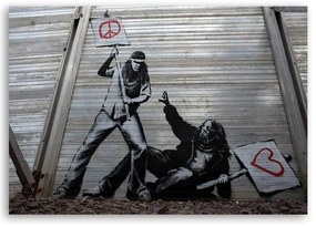 Obraz na plátně Banksy Street Art Graffiti - 60x40 cm