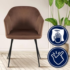 Jídelní židle Jaysie samet – hnědá