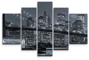 Sablio Obraz - 5-dílný Noční New York 2 - 125x90 cm