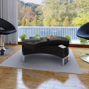 Konferenční stolek s nastavitelným tvarem, černý s vysokým leskem,  240425