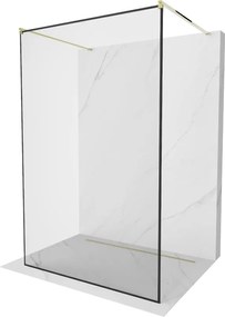 Mexen Kioto, průchozí sprchová zástěna 120 x 200 cm, 8mm sklo čiré/černý vzor, złota- 800-120-002-50-70