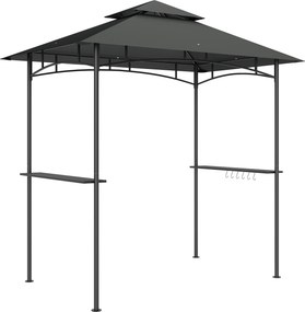 Outsunny BBQ pavilon s LED 240 x 150 x 258 cm, voděodolný a ohnivzdorný zahradní pavilon s dvouvrstvou střechou, bočními policemi, zahradní pergola s…