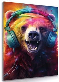 Obraz medvěd se sluchátky