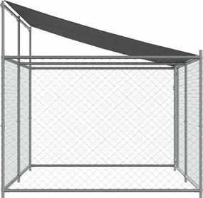 vidaXL Klec pro psy se střechou a dvířky šedá 4x2x2 m pozinkovaná ocel [3209568]