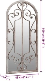 Zahradní zrcadlo pískové 100 x 45 cm železo pro použití venku 318373