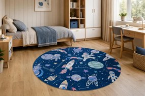 Dětský koberec protiskluzový BAMBINO 61580 modrý / oranžový kruh