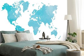 Tapeta mapa světa v modrém odstínu - 150x100 cm