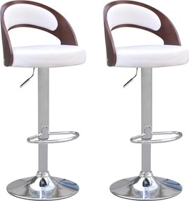 vidaXL Barové židle 2 ks rám z ohýbaného dřeva umělá kůže [242201] Barva: Bílá
