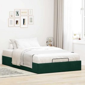 Osmanský rám postele bez matrace tmavě zelené 120x190 cm samet 3310952