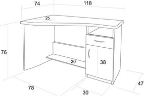 BRADOP Psací stůl STEVE rohový C012