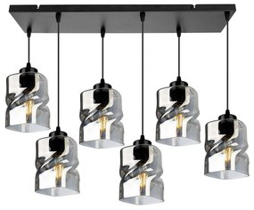 Light for home - Moderní závěsné svítidlo se šesti skleněnými stínidly NIKI 2195/6, E27, Černá