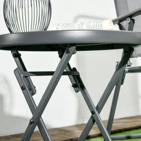 Klappbarer Beistelltisch, Outdoor-Klapptisch, mit Tischplatte aus gehärtetem Glas, für Terrasse, 45 x 45 x 50 cm, Weiß
