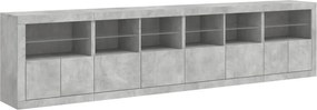 Příborník s LED osvětlením betonově šedý 283 x 37 x 67 cm 3209019