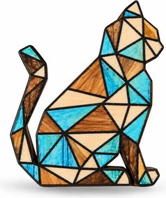 AMADEA Dřevěná brož barevná - kočka, 6x5 cm, český výrobek