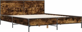 Rám postele kouřový dub 140 x 190 cm kompozitní dřevo a kov 3280034