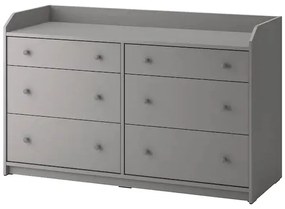 IKEA HAUGA Komoda 6 zásuvek šedá 138x84 cm