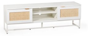 Televizní stolek Sailor 150 cm bílý /bílé ratanové nohy