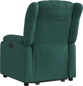 Elektrické zvedací polohovací křeslo tmavě zelené textil 3205346