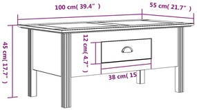 Konferenční stolek BODO bílý 100 x 55 x 45 cm masivní borovice - Default Title