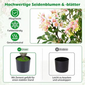 Costway Umělý strom Impatiens 90 cm umělá rostlina v květináči s 210 hedvábnými