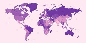 Obraz na korku detailní mapa světa ve fialové barvě