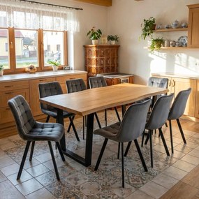 Vikio Jídelní set pro 8 osob 180x90 cm dub noha U šedá židle VJS158-8S-S