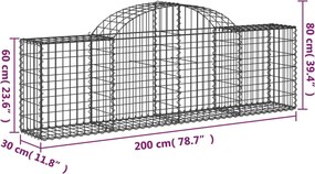 Klenuté gabionové koše 10 ks 200x30x60/80 cm pozinkované železo 3146076
