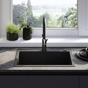 Rea Liam, ocelový kuchyňský dřez 530x450x200mm + sifon, černá matná, ZLE-06008