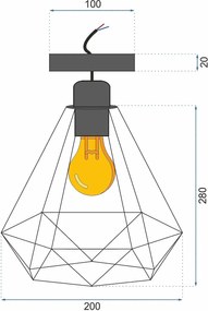 Toolight - Stropní lampa Reno 1xE27 180986D, černá, OSW-00015