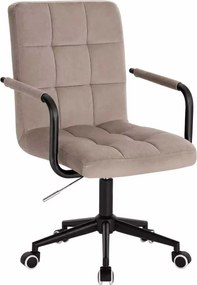 LuxuryForm DESIGN Otočná židle VERONA BLACK VELUR na černé podstavě s kolečky - latte