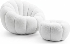 Designové křeslo BLOOM s taburetem, bílá