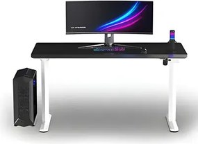 ULTRADESK Quest bílá černá / Herní stůl / 140 x 70 cm / 72-120 cm / el