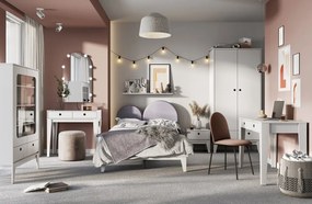Casarredo - Komfort nábytek Dětský pokoj, sestava, FLERS SET 2 (postel 120, noční stolek, vitrína, zrcadlo, toaletní stolek, police, psací stůl, šatní skříň), bílá